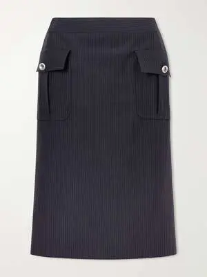 Alexander McQueen Pinstriped Wool And Mohair-blend Midi Skirt - Navy