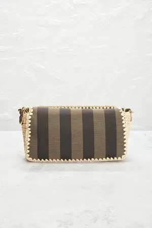 Fendi Pequin Baguette Shoulder Bag - Beige