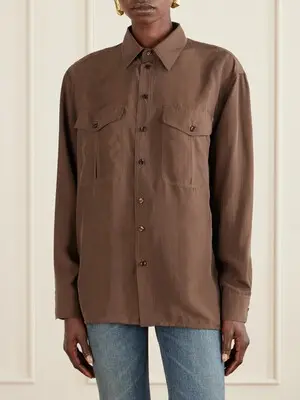 Saint Laurent Silk-habotai Shirt - Brown