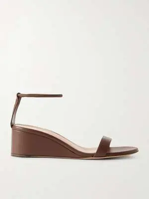 GIANVITO ROSSI Leather Wedge Sandals - Brown