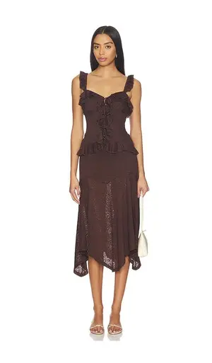 RUNAWAY THE LABEL Roxelle Ruffle Split Front Top
