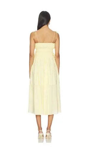 BUMPSUIT Shirred Midi Poplin Dress - Yellow