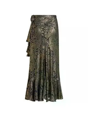 Etro Paisley Ruffled Asymmetric Skirt