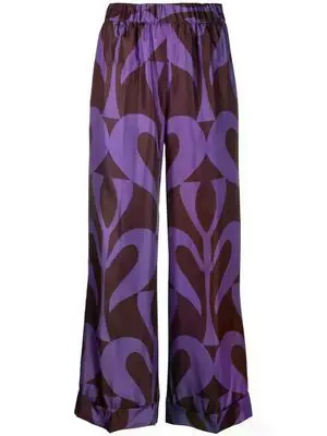 P.a.r.o.s.h Graphic-print High-waisted Trousers - Brown