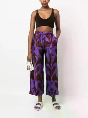 P.a.r.o.s.h Graphic-print High-waisted Trousers - Brown