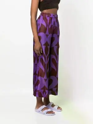 P.a.r.o.s.h Graphic-print High-waisted Trousers - Brown