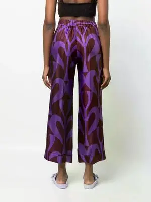 P.a.r.o.s.h Graphic-print High-waisted Trousers - Brown