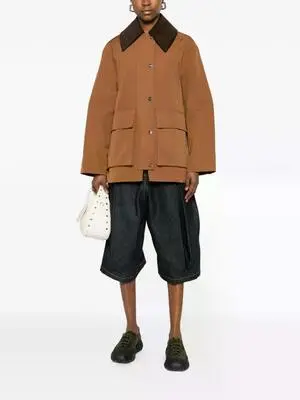 GANNI Corduroy-collar Pocket Jacket - Brown