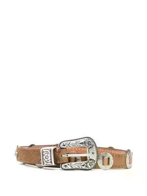 GOLDEN GOOSE Thin Lace Leather Belt - Brown