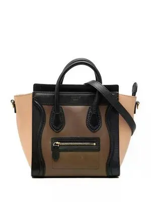 Celine 2013 Nano Tricolor Leather Luggage Satchel - Black