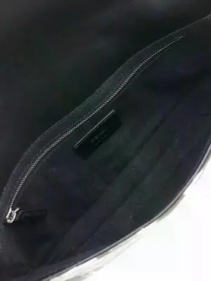 Fendi Zucca Nylon Camouflage Convertible Baguette Satchel - Black
