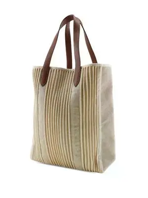 Hermès 2008 Ribbed Canvas Calicut Cabas Tote - Brown