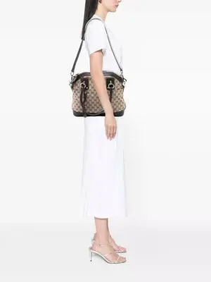 Gucci Medium Gg Canvas Charm Dome Satchel - Brown