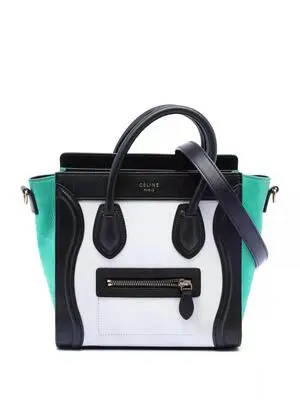 Celine 2015 Nano Tricolor Leather Luggage Satchel - White