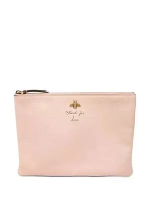 Gucci Leather Blind For Love Clutch - Pink