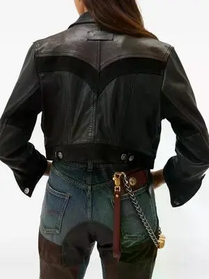 Versace Leather Slim Blouson Jacket With Suede Inserts