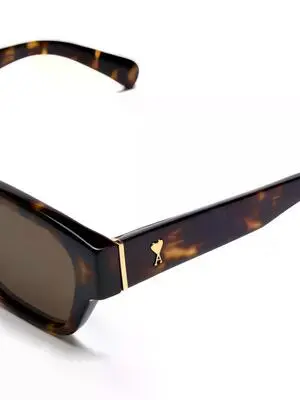 AMI Paris Square-frame Sunglasses With Logo - Brown