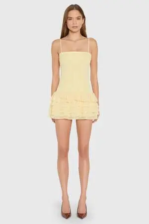 Amanda Uprichard Laureline Chiffon Romper - Cornsilk