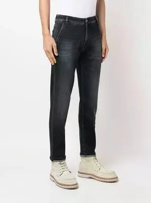 PT TORINO Logo-patch Straight-leg Jeans - Black