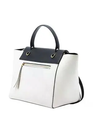Celine 2015 Mini Bicolor Grained Calfskin Belt Bag Satchel - Black