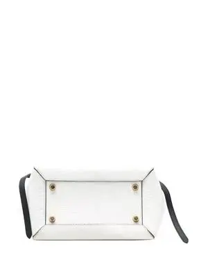 Celine 2015 Mini Bicolor Grained Calfskin Belt Bag Satchel - Black