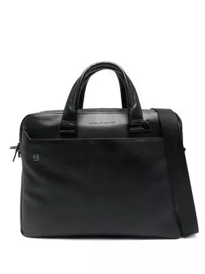 PIQUADRO Zip-fastening Leather Briefcase - Black