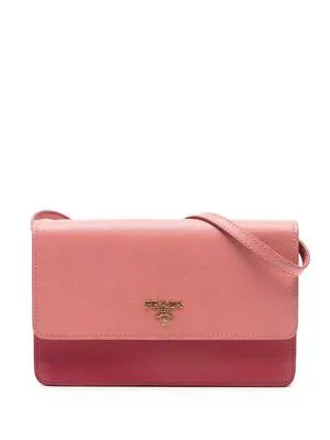 Prada 2010-2026 Bicolor Saffiano Lux Wallet On Strap - Pink