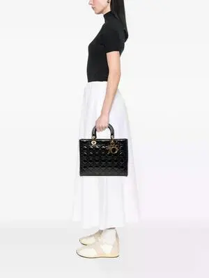 Dior Lady Large Patent Cannage Satchel
