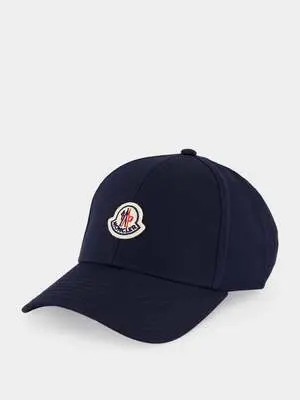 Moncler Navy Cotton Gabardine Baseball Cap - Blue