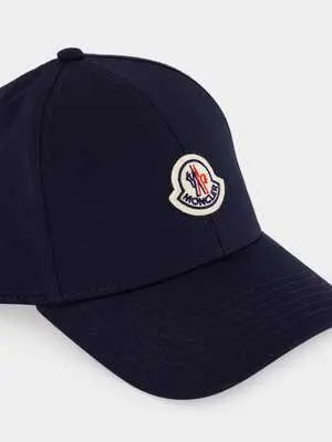 Moncler Cotton Gabardine Baseball Cap - Blue