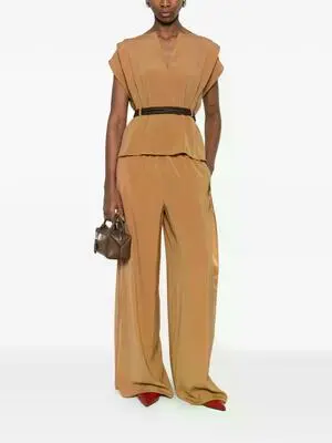 Max Mara Mxmabete Belted V-neck Top - Neutrals
