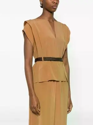 Max Mara Mxmabete Belted V-neck Top - Neutrals