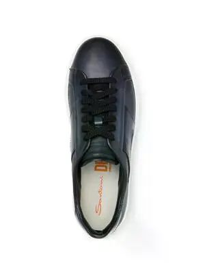 Santoni Perforated Leather Sneakers - Blue