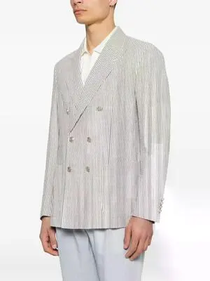 Eleventy Striped Double-breasted Blazer - Blue