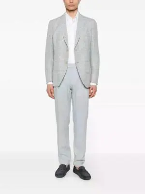 Eleventy Checked Single-breasted Blazer - Blue