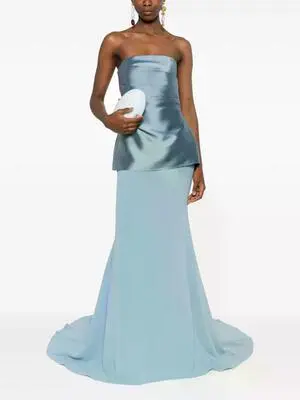 Solace London Alia Strapless Maxi Dress - Blue