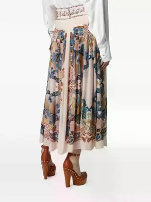 Farm Rio Floral Print Belted Midi Skirt