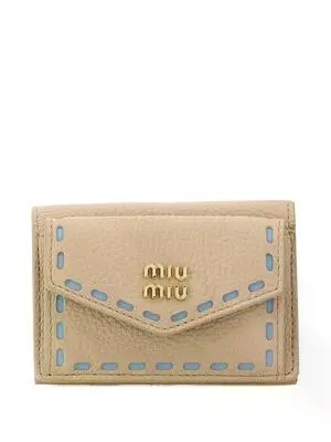 Miu Miu Sand Logo Wallet - Neutrals