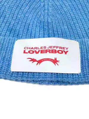 CHARLES JEFFREY Chunky Logo-patch Beanie - Blue