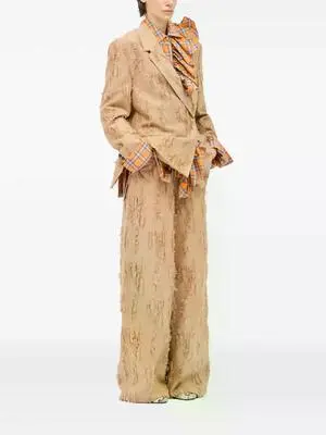MSGM Wide-leg Distressed Trousers