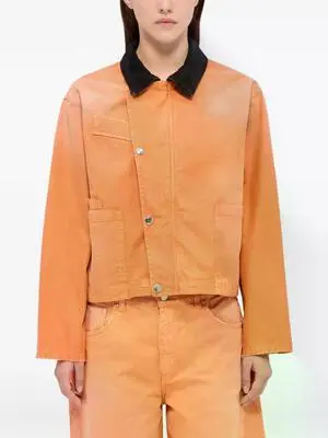 MSGM Collared Denim Jacket - Orange