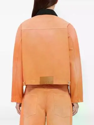 MSGM Collared Denim Jacket - Orange