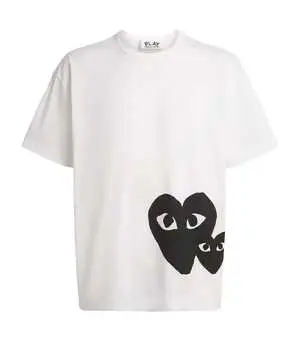 Play Comme Des Garcon Cotton Oversized Mirrored Bottom Heart T-shirt - White