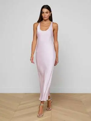 L'Agence Akiya Satin Maxi Dress - Icy Lilac