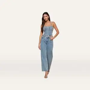 L'Agence Arlin Embellished Denim Tank Top