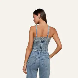 L'Agence Arlin Embellished Denim Tank Top