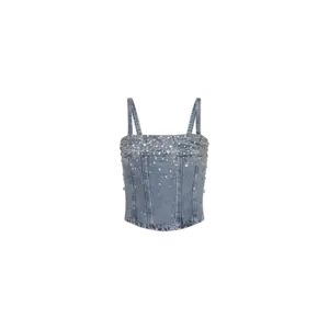 L'Agence Arlin Embellished Denim Tank Top