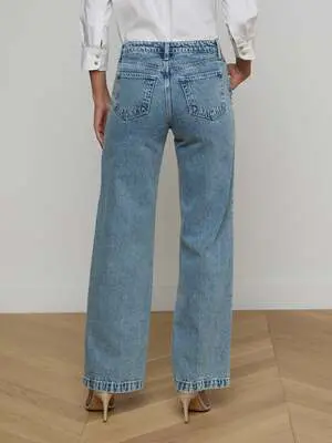 L'Agence Scottie Embellished Wide-leg Jeans - Malibu