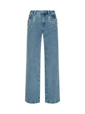 L'Agence Scottie Embellished Wide-leg Jeans
