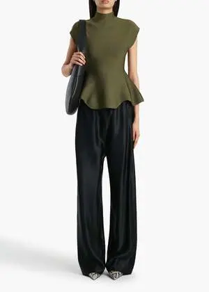 Khaite Andra Peplum Knit Top - Olive